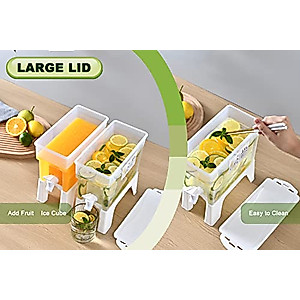 1PCS 0.9 Gallon Water Drink Dispenser For Fridge, Beverage Dispenser with Stand And Spigot, Plastic Pitcher with Lid, Water Storage Containers BPA Free, Lemonade Dispenser