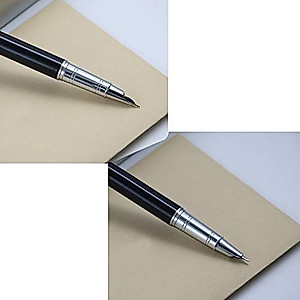 JinHao 101 Black Fountain Pen Set 0.38mm Extra Fine Nib Writing Calligraphy Ink Pens with Metal Pen Case