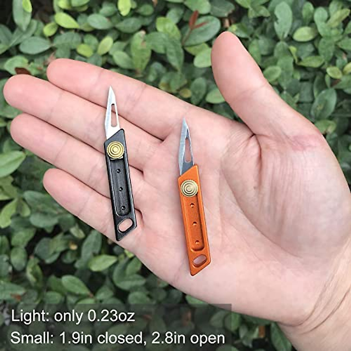 Joycube 2-Pack Mini Utility Knife Box Cutter, Compact Retractable Package Letter Opener, Small Pocket Knife EDC Cutting Tool (Black/Orange)