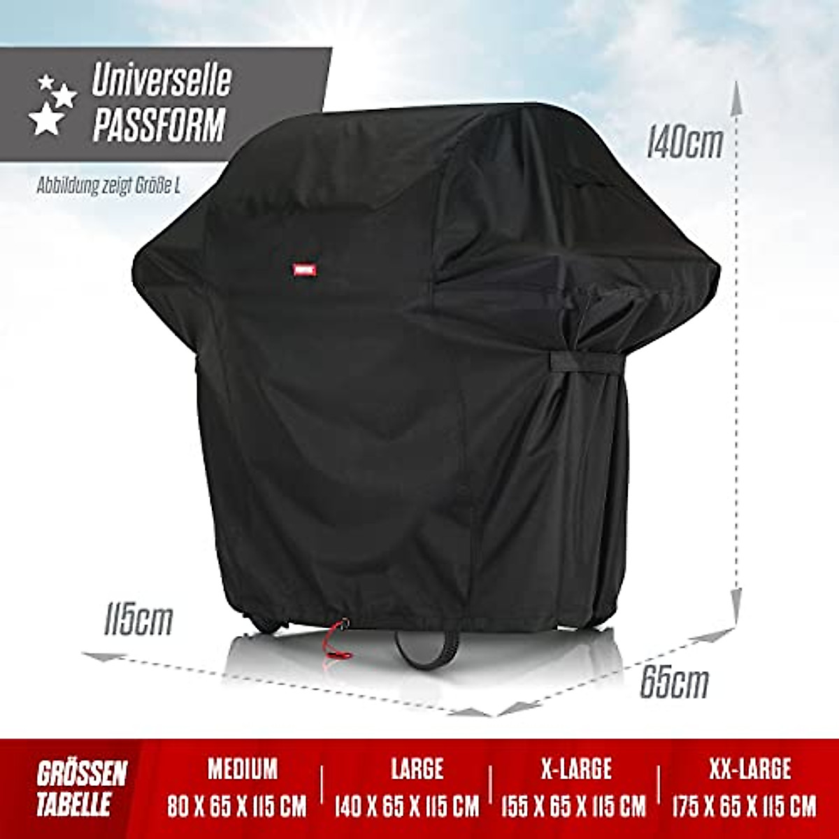 BARTSTR BBQ Grill Cover - 600D Heavy Duty, Weatherproof, UV-Protected Barbecue Grill Covers for Up to 45 Inch Diameter Kettle Grills w/Storage Bag - Outdoor Gas Grill Accessories
