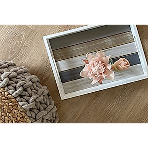 Rustic Wooden Serving Tray for Ottoman and Coffee Table Lap Tray (16.3L x 12.2W x 2H in, Multicolor)