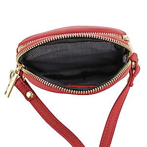 Emperia Double Compartments Small Crossbody Bag with Adjustable Shoulder Strap Front Slip Pocket -RD