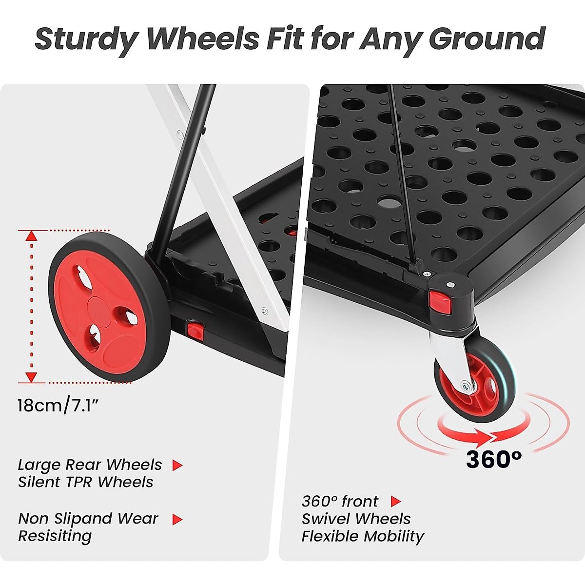 Multi Use Functional Collapsible Carts, Shopping Cart with Storage Crate, Mobile Folding Trolley, Portable Folding Cart, Shopping Cart Folding Trolley for Home, Groceries