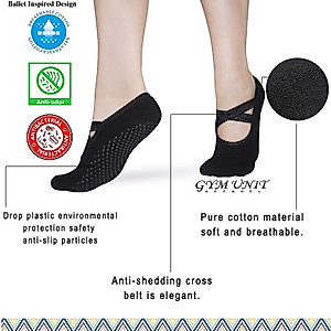 Gym Unit Apparel Non slip sock Bundle, 2 styles, Pilates socks with straps nonslip grip, yoga socks nonslip non skid socks, for Barre, Dance, yoga, Pilates, Ballet, home leisure