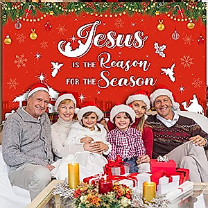 Christmas Religious Backdrop Jesus Is the Reason for the Season Xmas Photography Background Christmas Nativity Banner for Christmas Party or Fireplace and Outdoor Decoration, Christmas Eve, 6 x 3.6 ft