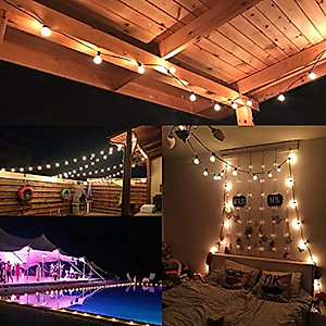 GOOTHY Outdoor String Lights, 25FT Hanging Patio Lights String with 27 G40 Clear Globe Bulbs (2 Spare), Connectable Globe String Lights for Indoor Outdoor Garden Commercial Decor, C7/E12 Base - Brown