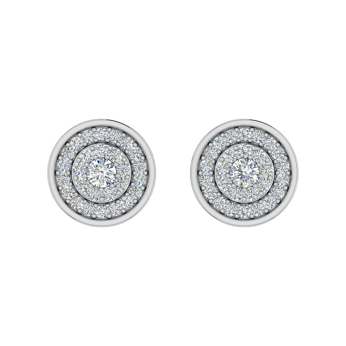 1/3 Carat Round Diamond Halo Stud Earrings in 10K White Gold