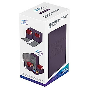 Ultimate Guard Flip 'n' Tray 200+, Deck Case for 200 Double-Sleeved TCG Cards + Dice Tray, Purple/Grey, Magnetic Closure & Microfiber Inner Lining