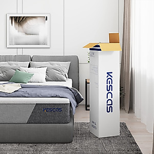 Kescas 12 Inch Spring Hybrid Twin Mattress -Bamboo Charcoal Cooling Gel Memory Foam, Moisture Wicking Cover, Edge Support - Pocket Innersprings for Motion Isolation - Medium Firm