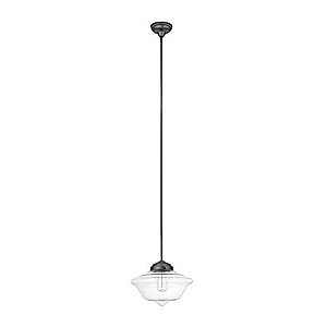 Globe Electric 60392 Sloane 1-Light Pendant, Dark Bronze, Clear Glass Shade