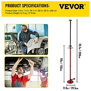 Bestauto Underhoist Stand 3/4 Ton Capacity Pole Jack Heavy Duty Jack Stand Car Support Jack Lifting from 38.4" to 74.8", Triangular Base, Two Wheels, Easy Adjustment, Automotive Support, Red
