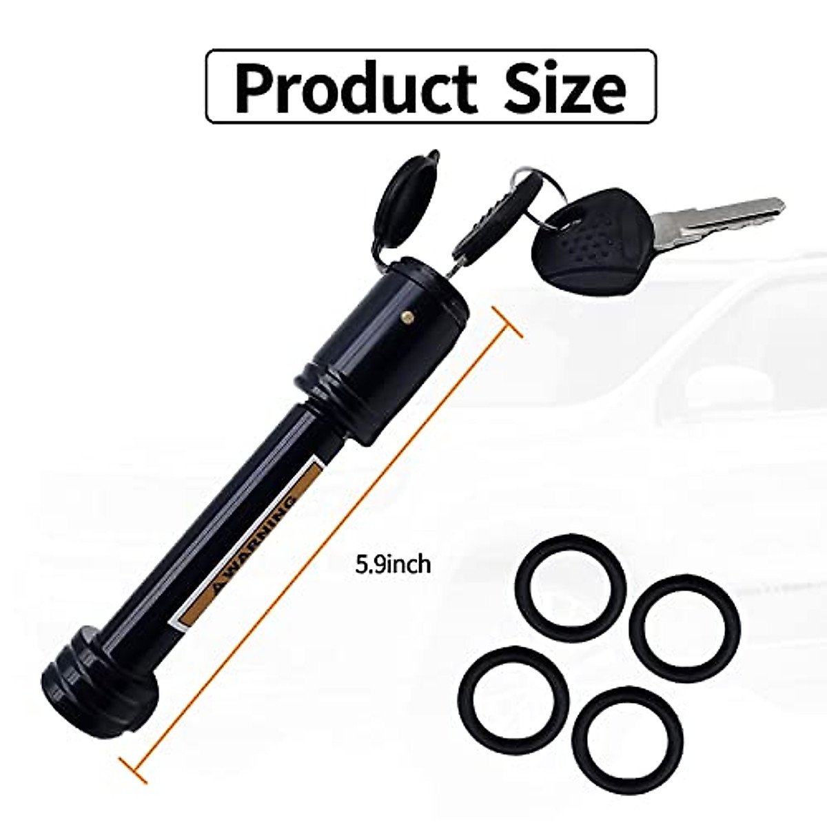 Dewkou Pack-1 Trailer Hitch Lock Kit, Trailer Hitch Locking Pin, Trailer Lock 5/8" Pin Diameter, Fits Most 2" Receivers (Black #3.54In)