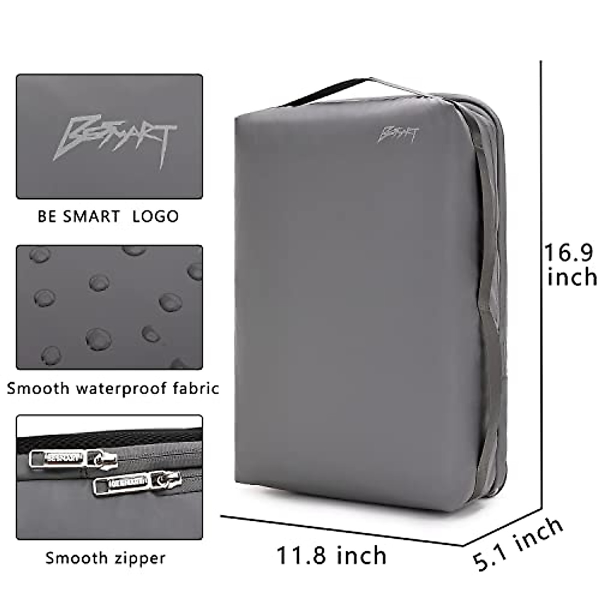 BE SMART Lightweight Laptop Backpack 15.6 INCH Computer Work bag with Shockproof computer compartment,Soft & Durable Casual Daypack for men & women,business,work,daily use and gifts(Grey)