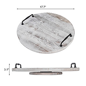 Wooden Lazy Susan for Table Turntable Organizer 18 Inch Large Lazy Susan Whitewashed Wood Serving Tray for Pantry Cabinet Countertop Round Spins Balanced Pine Spice Rack for Kitchen Essentials Storage