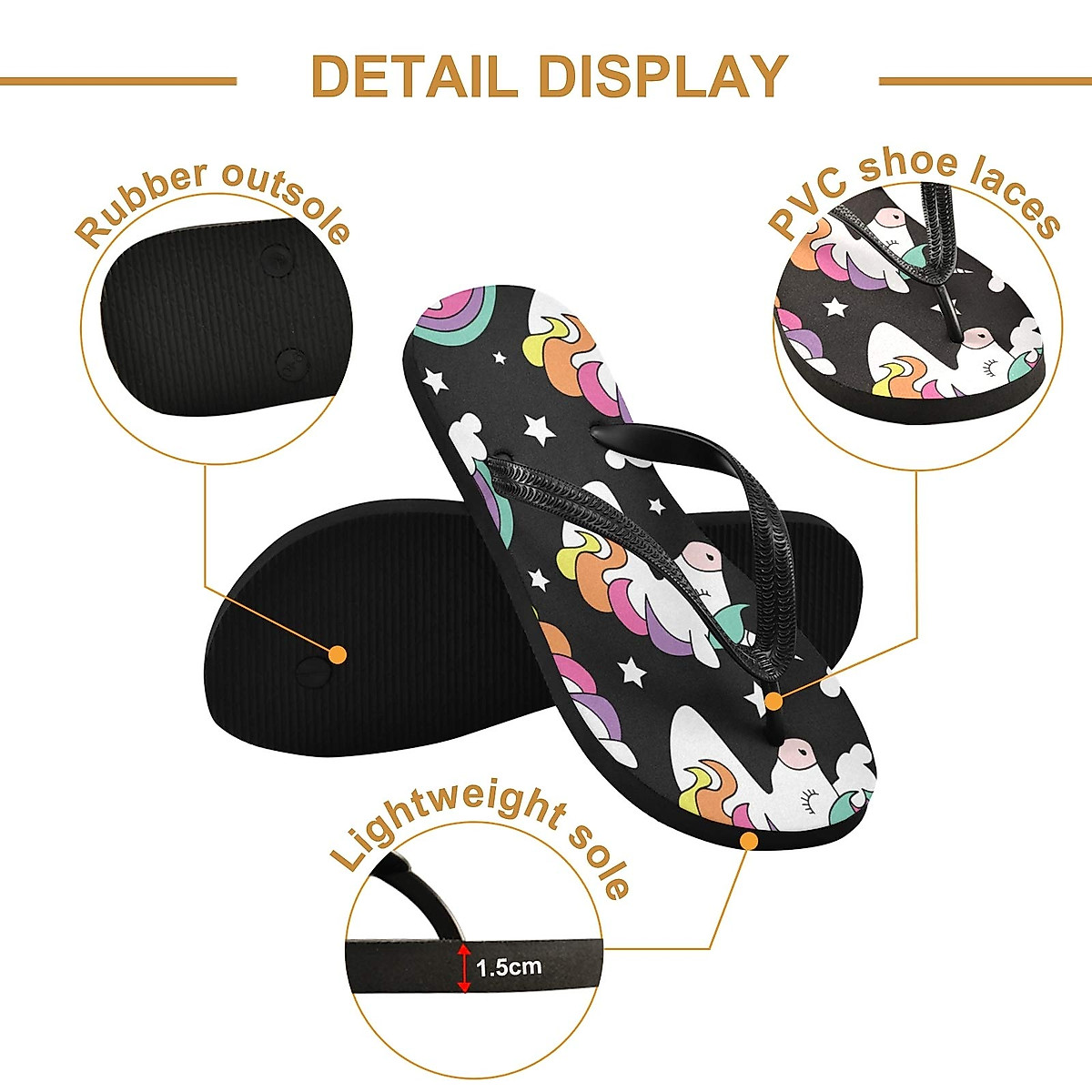 Blueangle Unicorn Print Flip Flop Sandal Men's and Women's Summer Sandal | Beach & Water Shoes