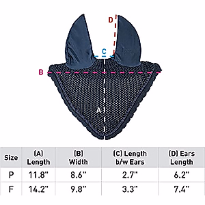 HORZE Glarus Crochet Noise Reduction Insect Protection Horse Ear Net with Elastic Ear Covers - Marlin Blue - Horse