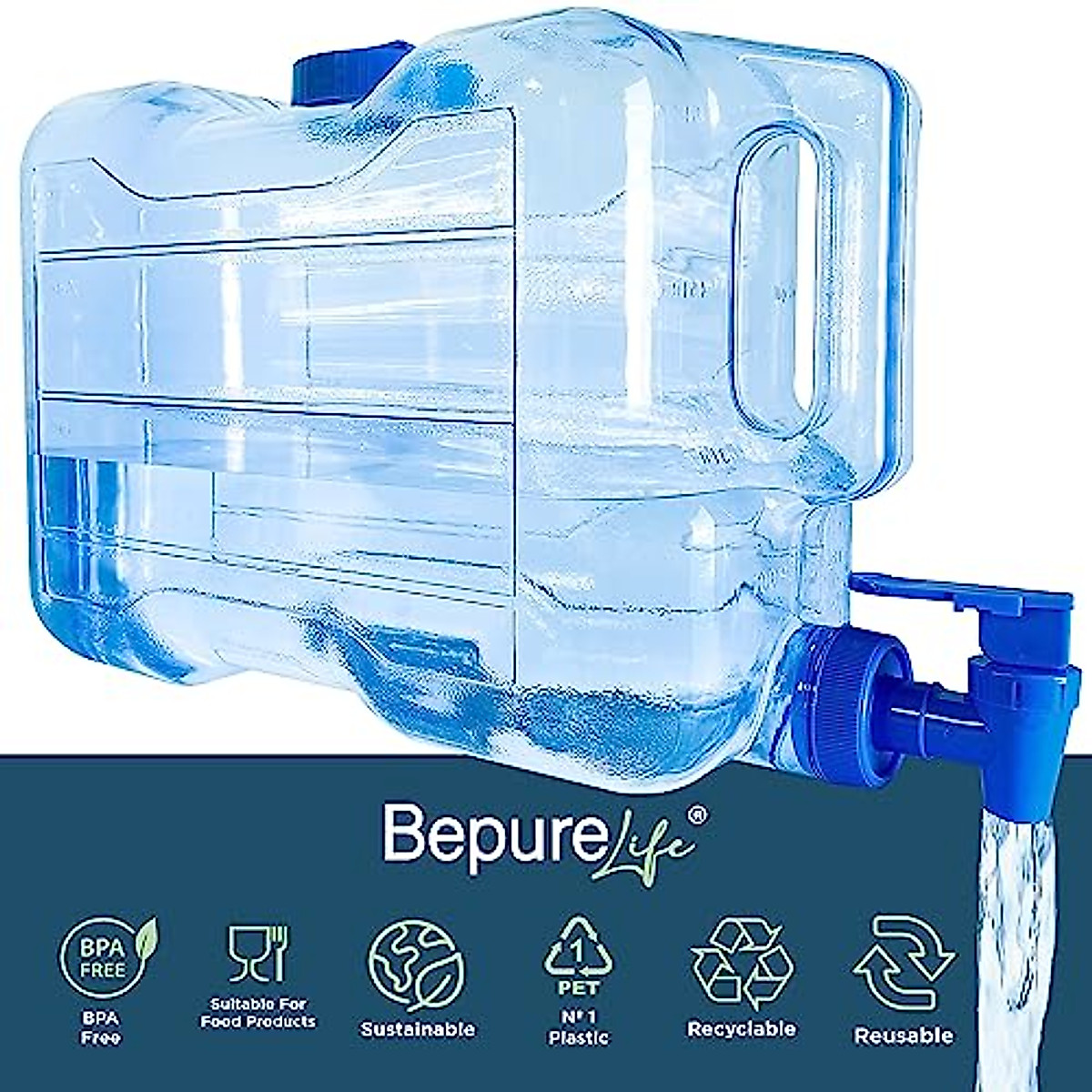 Water drink dispenser for fridge. 1.5 Gal. Pitcher Refrigerator. Reusable PETG plastic bottle with faucet, spigot. Pur water jug. Tank for drinks, cocktails, juice. Zero BPA.beach, camping. (1.5Gal)