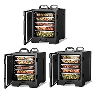 COSTWAY End-Loading Insulated Food Pan Carrier, for 5 Full-Size Pan, 81 Quart Capacity, Food-grade LLDPE Material, Portable Food Warmer with Fastener, Ideal for Canteen and Restaurant Use