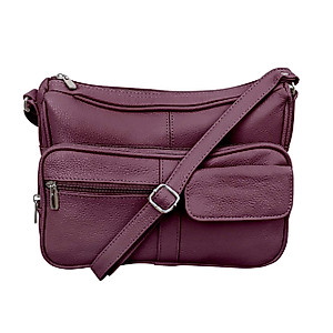 Roma Leathers Women's Wine Red Leather Crossbody Shoulder Bag