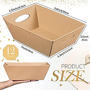 44 Pcs Basket for Gifts Empty Gift Basket Kit Include 12 Gift Basket Empty 12 Plastic Bags for Gift Baskets and 20 Gold Pull Bows for Wedding Birthday Thanksgiving Christmas Party Gift Wrapping