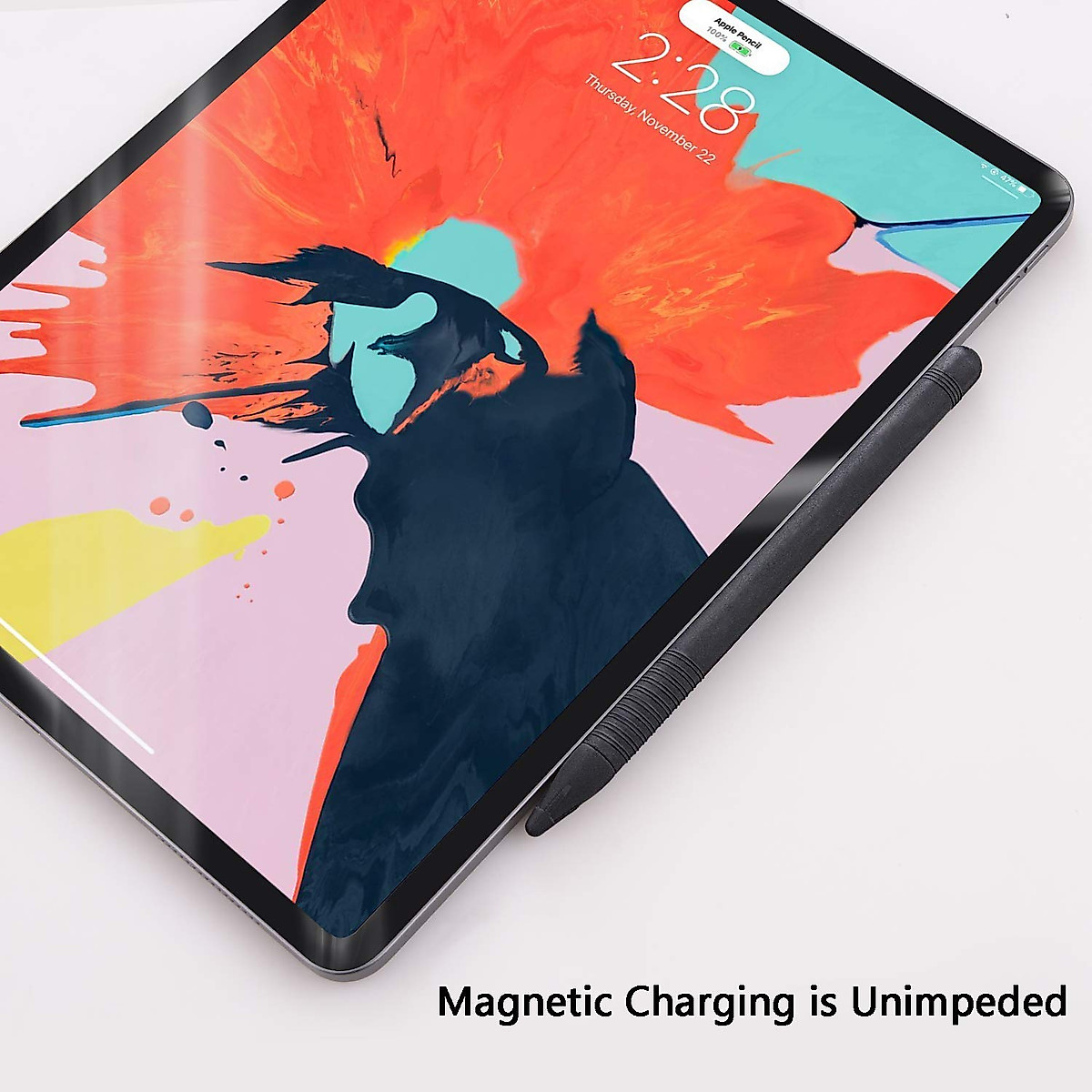 Silicone Case Compatible with Apple Pencil 2nd Generation Holder Sleeve Skin Pocket Cover Accessories Kit Fit for Ipad Pro 11 12.9 Inch 2018, Soft Grip Pouch with 2 Protective Nib Covers