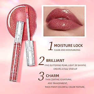 Aseawave Girls Lip Gloss, Shimmery Lip Glosses for Girls Teens & Women, | Syrupy gloss| Glossy Finish| Long-lasting| Moisturizing| Highlighting| Natural-beauty | Lip Glow Set