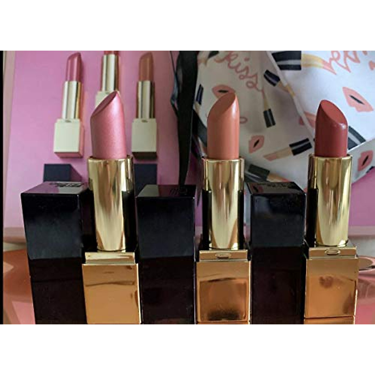 Estee Lauder for Sculpted Lips Trio Lipsticks Gift Set 3 Full Sizes 410 Dynamic, 110 Insatiable Ivory, and 221 Pink Parfait