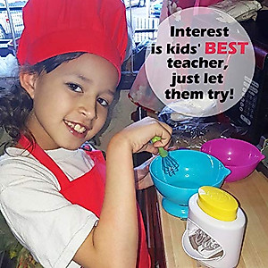 Novelty Place Kid's Apron with Chef Hat Set (3 Set) - Children’s Bib with Pocket Skin-friendly Fabrics - Cooking, Baking, Painting, Training Wear - Kid's Size (6-12 Year, Red)