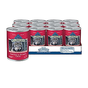 Blue Buffalo Wilderness High Protein, Natural Adult Wet Dog Food, Salmon & Chicken Grill 12.5-oz cans (Pack of 12)