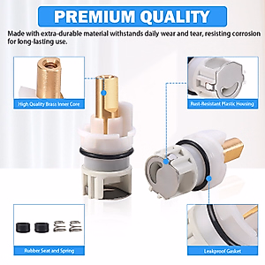 RP25513 Faucet Stem Assembly Compatible with Delta Two Handle Faucet Repair Kit with RP4993 Rubber Seat and Spring, Replacement Stems Cartridges for Delta Bathtub Shower Sink Bathroom Faucet, 2-PACK