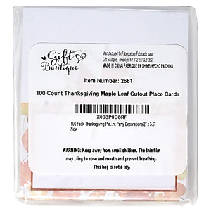 Gift Boutique 100 Pack Thanksgiving with Fall Maple Leaves Seating Harvest Name Card Table Setting Folded Paper Autumn Tent Cards for Dinner Wedding Tables Placement Party Decorations 2" x 3.5"