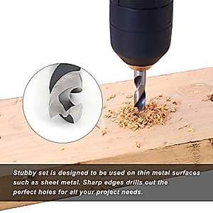 COMOWARE Brad Point Stubby Drill Bit Set for Wood, 6pcs HSS 4241 Steel with 1/4-Inch Quick Change Hex Shank