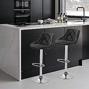 FDW Bar Stools Set of 2 Barstools Swivel Stool Height Adjustable Bar Chairs with Back PU Leather Swivel Bar Stool Kitchen Counter Stools Dining Chairs