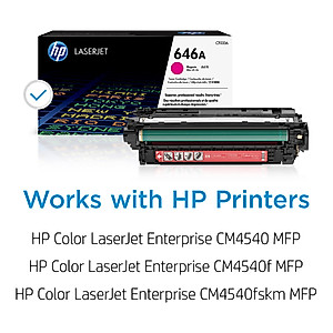 Original HP 646A Magenta Toner Cartridge | Works with HP Color LaserJet Enterprise CM4540 MFP Series | CF033A