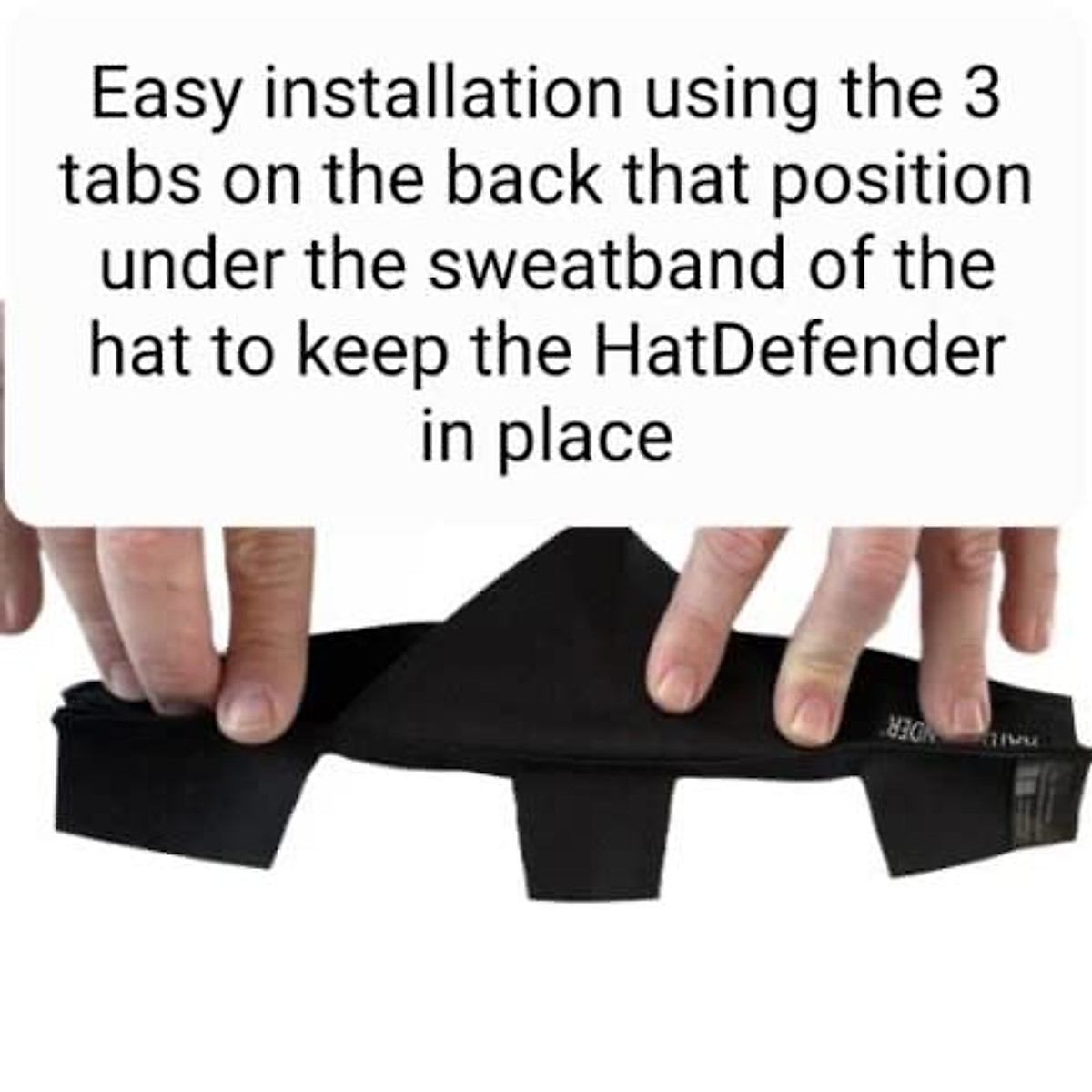 HatDefender Hat Sweat Liner - Washable Reusable Waterproof - Cap Odor Stain Protection (Black) - Patented