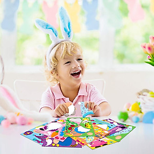 MALLMALL6 36Pcs Make a Easter Bunny Gnome Sticker Game DIY Art Crafts Your Own 6 Kinds Cartoon Characters Stickers Mixed and Matched Games Decorations Party Favors Birthday School Supplies for Kids