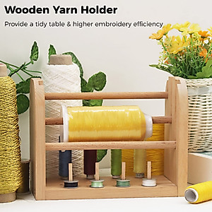 BATTIPAW Yarn Holder Wool Yarn Spindles, 3 Spools + 8 Spools Wooden Thread Holder for Embroidery Quilting Sewing, Multifunctional Beech Thread Rack Organizer for Crochet and Knitting