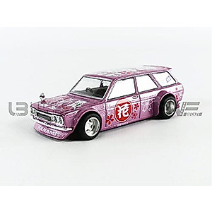 Truescale Miniatures 1971 Datsun 510 Wagon Hanami V1 Pink (Designed by Jun Imai) Kaido House Special 1/64 Diecast Model Car by True Scale Miniatures KHMG012