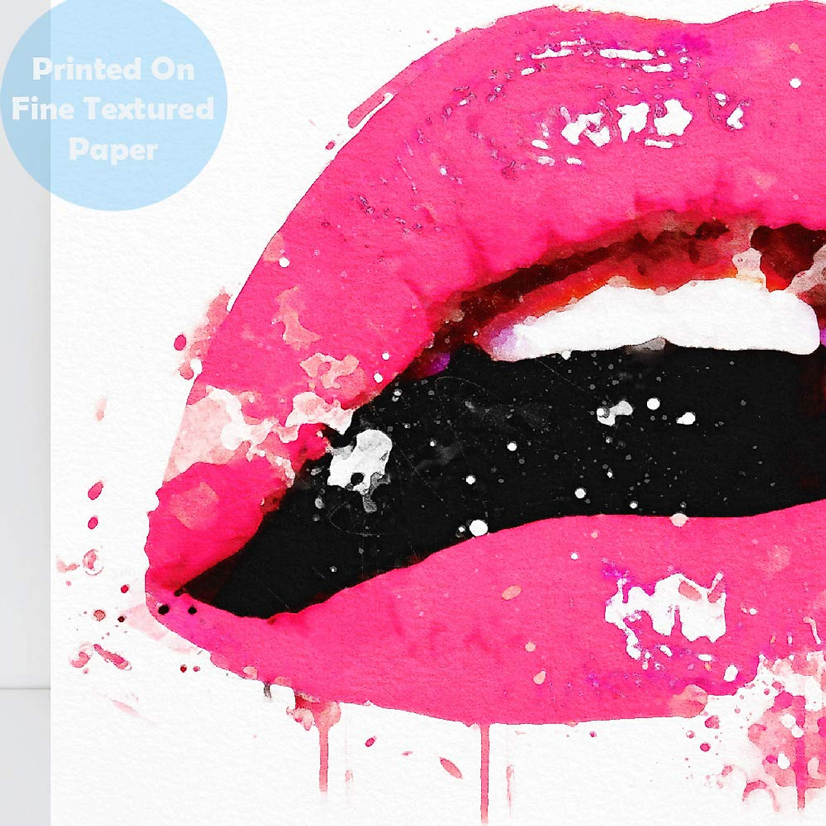 Glam Wall Art Pink Dripping Lips Fashion Print Poster Home Decor