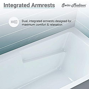 Swiss Madison Well Made Forever SM-AB542 Voltaire Alcove Tub with Armrest 60" x 32" in Glossy White