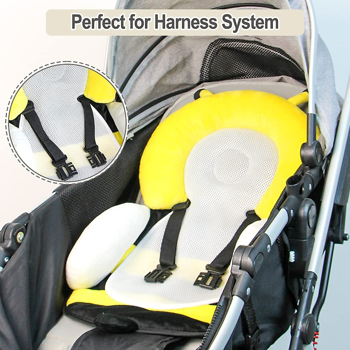 vocheer Baby Stroller Cushion, Car Seats Insert Soft Baby Stroller Liner Pram Head and Body Support Pillow for Newborn…