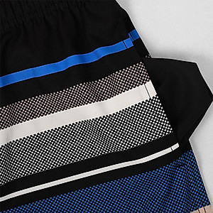 MADHERO Mens Swim Trunks with Compression Liner 2 in 1 Quick Dry Swimming Shorts Swimwear Striped Size M