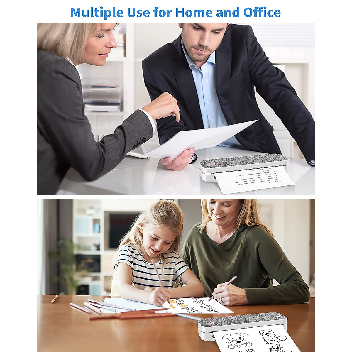 JADENS Wireless Portable Printer - Supports 8.26"x11.69" US Letter, Inkless Mobile Printer Compatible with iOS, Android & Laptop, Portable Printers Wireless for Travel, Mobile Office, School, Home