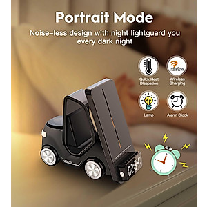 QFUP Forklift Wireless Charger Station for iPhone Charger for Apple Watch Charger for Airpods Charger, 6 in 1 Wireless Charging Station for Multiple Devices Apple Fast Wireless Desktop-Grey