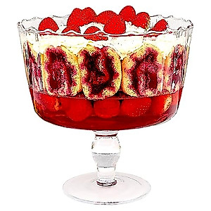 Barski Large Glass Trifle Bowl, with Scallop Design - 9" D - European Beautiful Hand Made Glass - 168 oz (over 5 quarts) Clear
