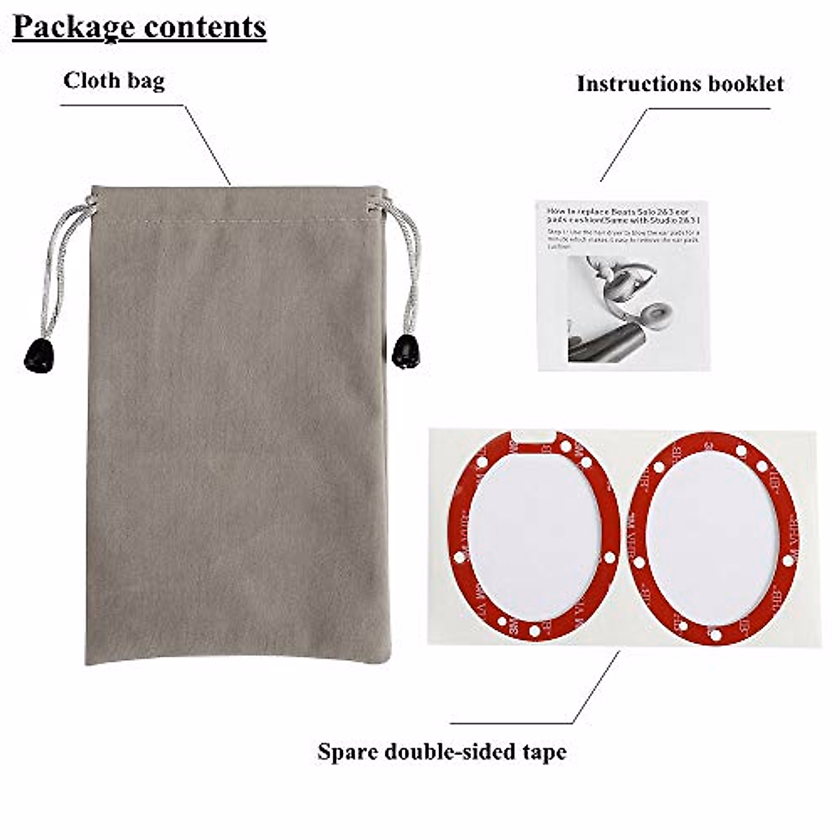 Replacement Ear Pads Cushions, Earpads Cover Compatible with Beats Studio 2 Wireless Wired and Studio 3 Over Ear Headphones 1 Pair (White)