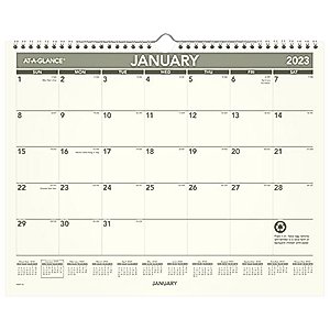 AT-A-GLANCE 2023 Wall Calendar, 15" x 12", Medium, Monthly, Recycled (PMG7728)