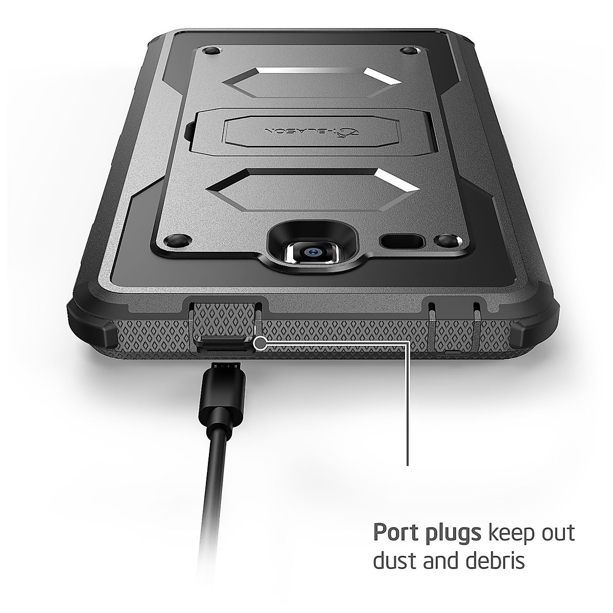 Galaxy Tab A 7.0 Case, Heavy Duty i-Blason Samsung Galaxy Tab A 7 2016 Armorbox Dual Layer Hybrid Full-Body Protective Kickstand Case with Front Cover and Built-in Screen Protector (Black)