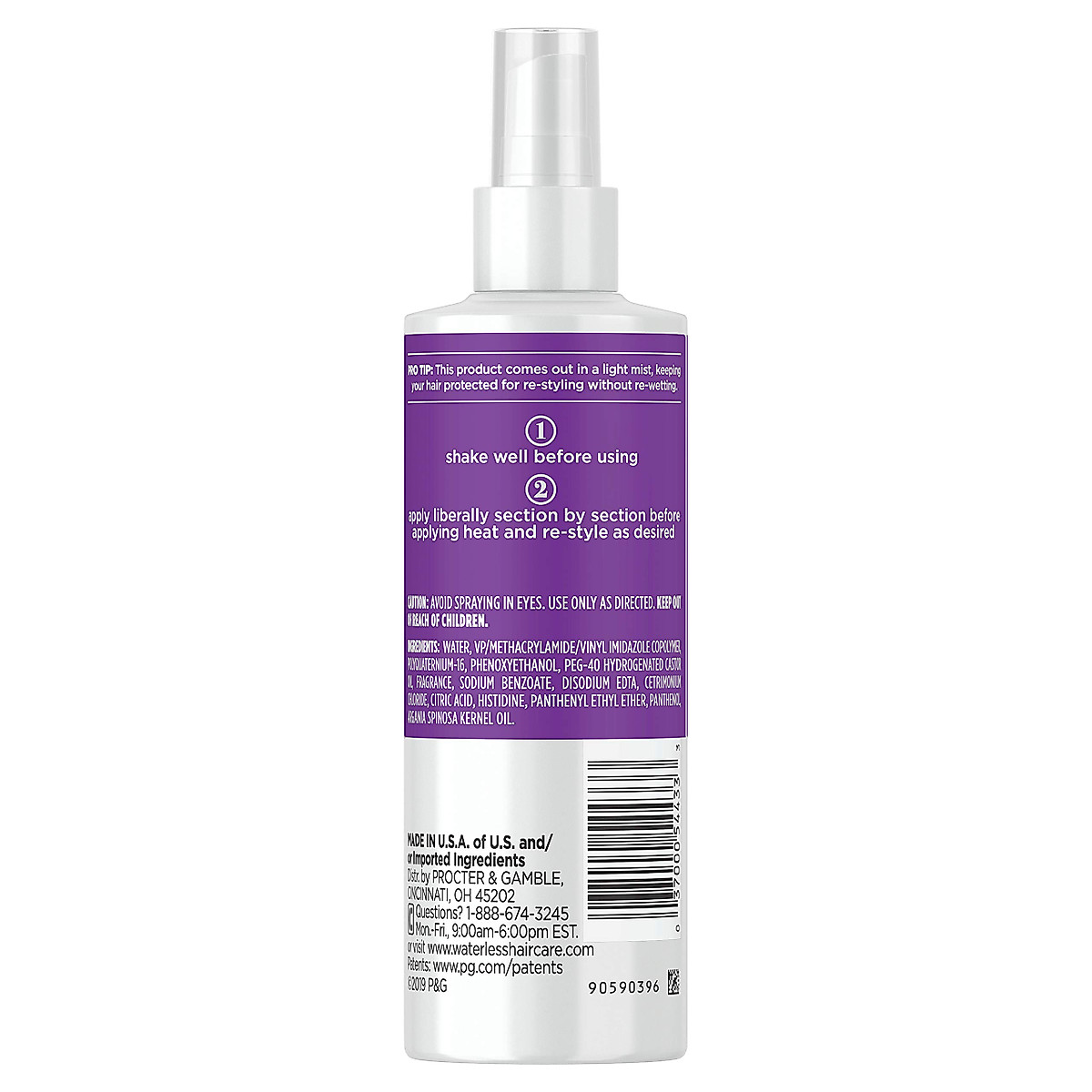 Waterless Heat Shield Protect & Re-Style, Sulfate-Free, For All Hair Types, 6.4 Fl Oz