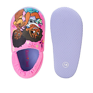 Disney Girls' Encanto Slippers - Mirabel and Luisa Plush Fuzzy Slippers, Non-Skid Sole (5-12), Size 7/8, Mirabel And Luisa